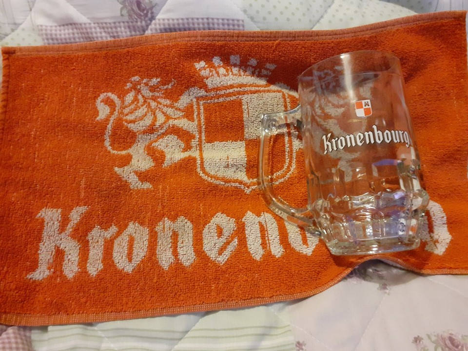 Vintage Pint Tankard Kronenbourg Old Pint Mark Crown With BAR TOWEL ...