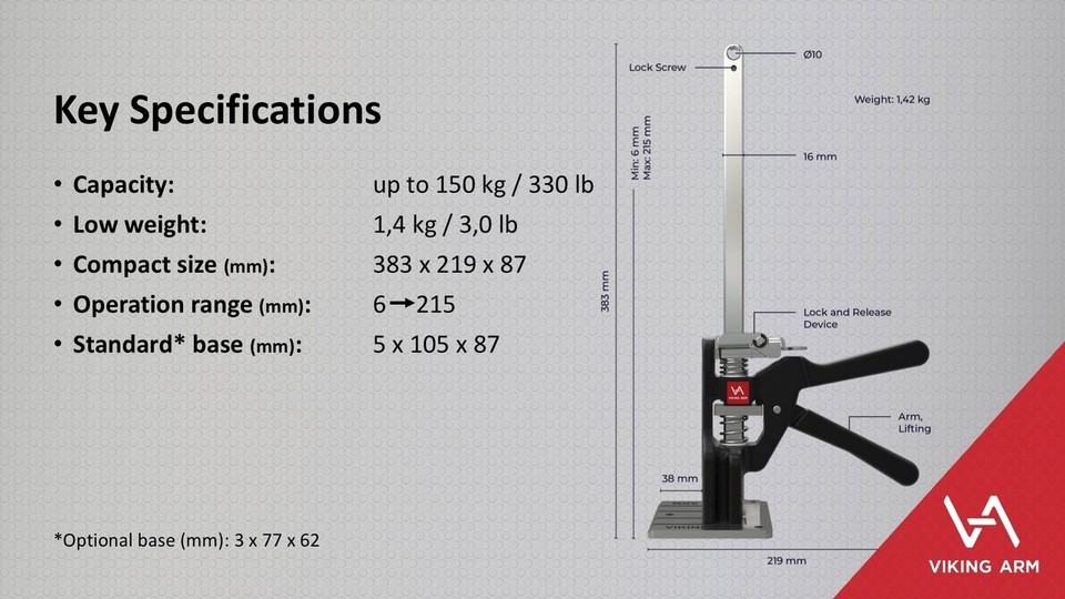 Viking Arm Handheld Jack / Clamp, Labour Saving Tool Lift Up to 330 lbs ...
