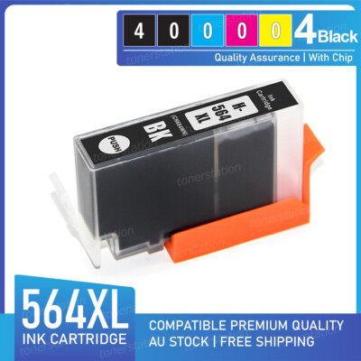 4 x BLACK Ink Cartridges for HP 564XL Photosmart B109 B110 B209 B210 ...