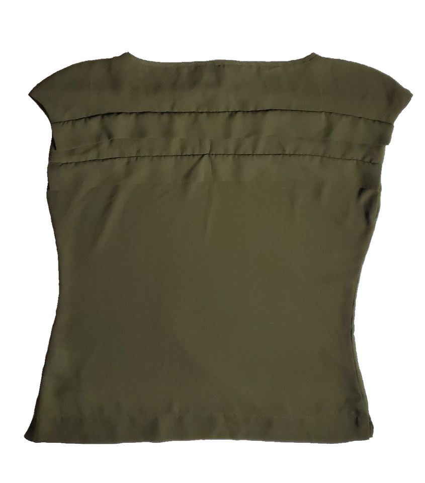 Banana Republic Green Ruffle Business Layering Shirt Womens Petite Size ...