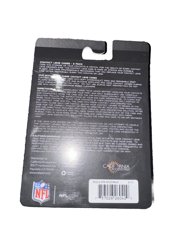 Baltimore Ravens NFL 2 Pack Contact Lens Cases New Free Fast Shipping ...