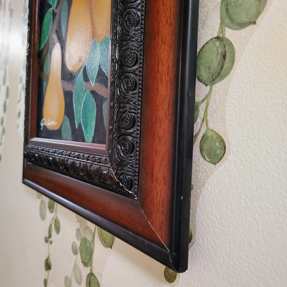 Vintage Ornate Wood Frame Pear Still Life Traditional Décor 15.5x13.5 ...