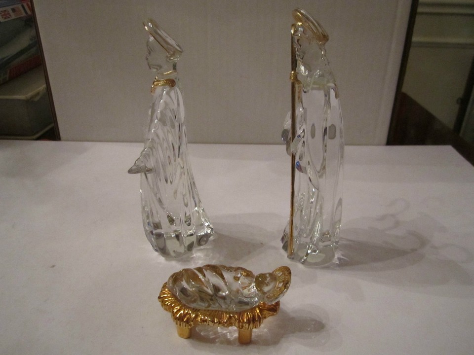 GORHAM NATIVITY LEAD CRYSTAL "3 PIECE FAMILY" IN ORIGINAL BOX - MINT ...