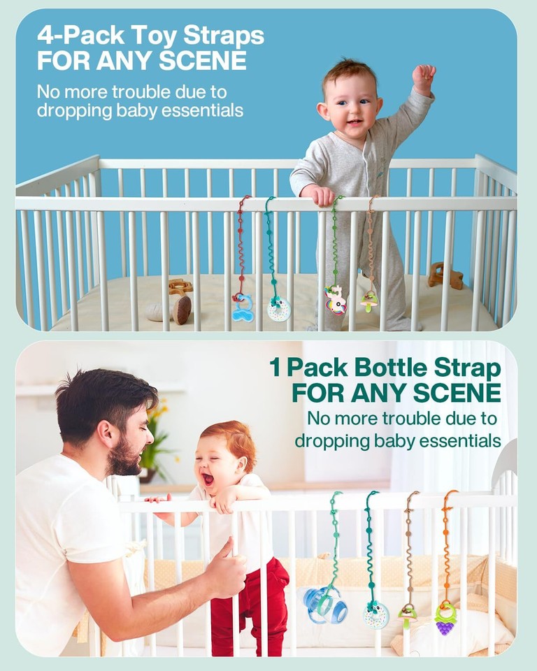 LittleHugs Toy Straps for Baby 5pcs Adjustable Toy Holder for Stroller ...