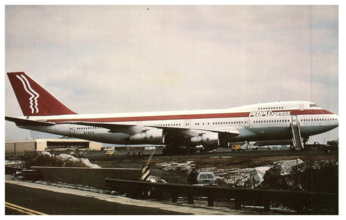 People Express B-747 International Airline Museum Historical Postcard ...