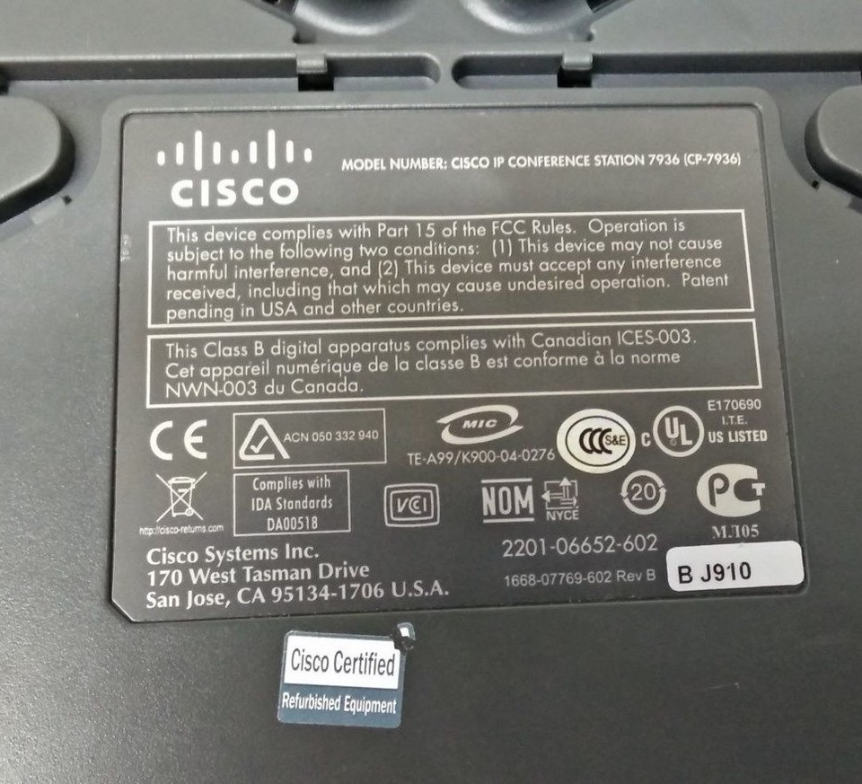 Cisco CP-7936 IP Conference Station Phone Polycom (2201-06652-602 B ...
