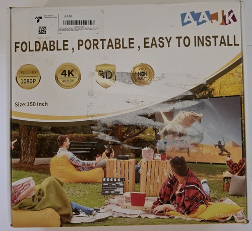 AAJK Outdoor/Indoor Movie Projection Screen 150" Full HD 4K 3D Foldable ...
