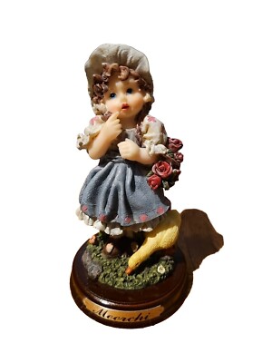 Meerchi Figurine Cute Little Girl With Flower Basket, Pickett Fence ...