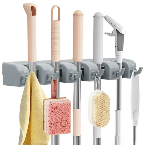 Wall Mounted Non Slide Broom Mop Holder Home Kitchen Storage Bathroom ...