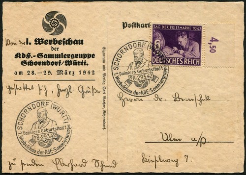 Germany Schorndorf KdF Strength Through Joy 1942 Philatelic Exhibition ...