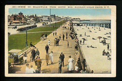 New Jersey NJ postcard Ocean Grove, Boardwalk and Beach scene | eBay