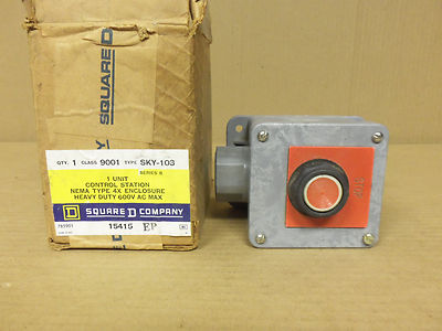 NEW SQUARE D PUSH BUTTON CONTROL STATION STOP SWITCH 600V 9001SKY RED ...