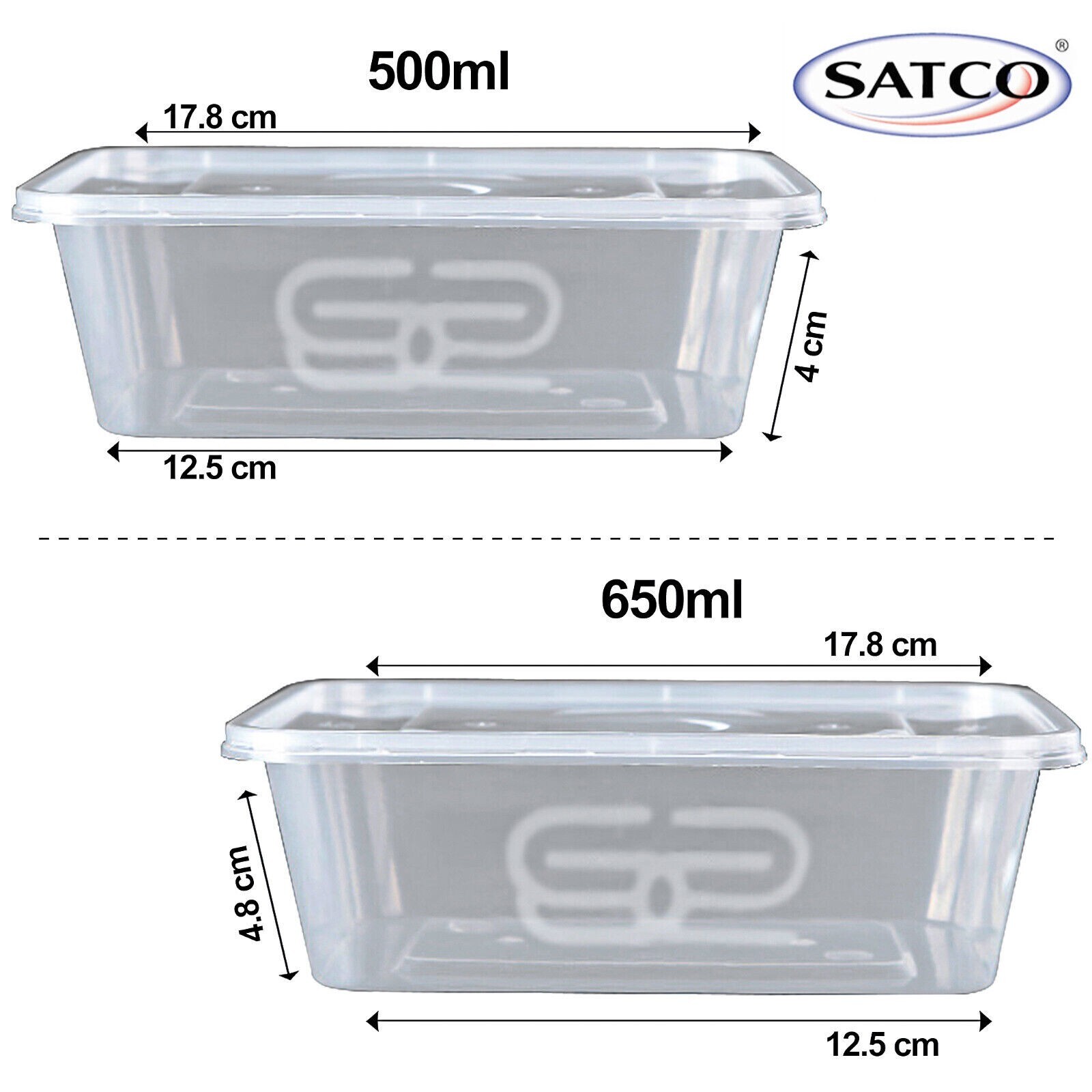 SATCO PLASTIC CONTAINERS TUBS CLEAR + LIDS MICROWAVE FOOD SAFE TAKEAWAY ...