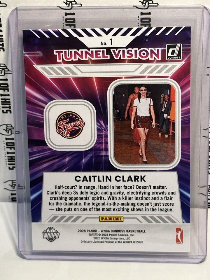 2025 Donruss WNBA Tunnel Vision Insert #1 Caitlin Clark FEVER Gold ...