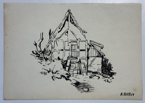Adolf Hitler (Handmade) Drawing On old Paper Signed & Stamped, Vtg Art ...