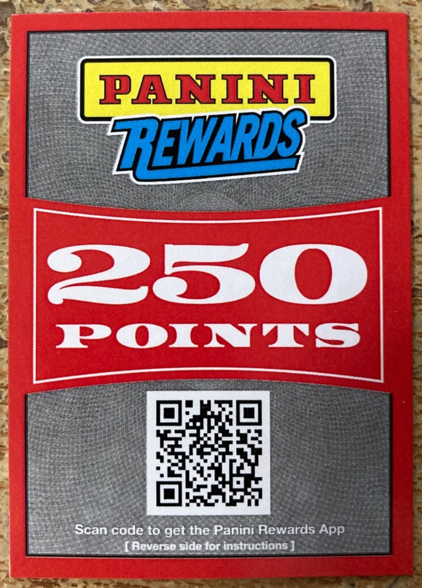 Panini Rewards Points 250 Points Redemption Card Unused Code is on back ...