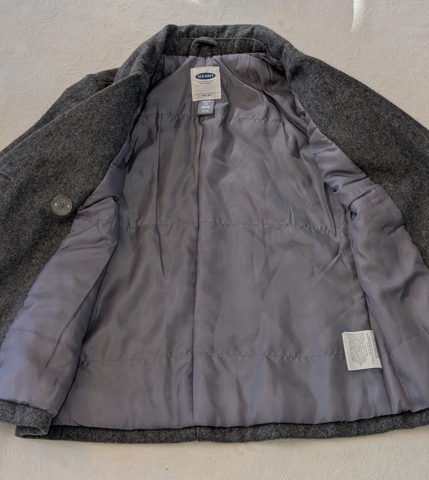 Old Navy Girls Gray Wool Blend Double-Breasted Peacoat Coat XS (5) | eBay