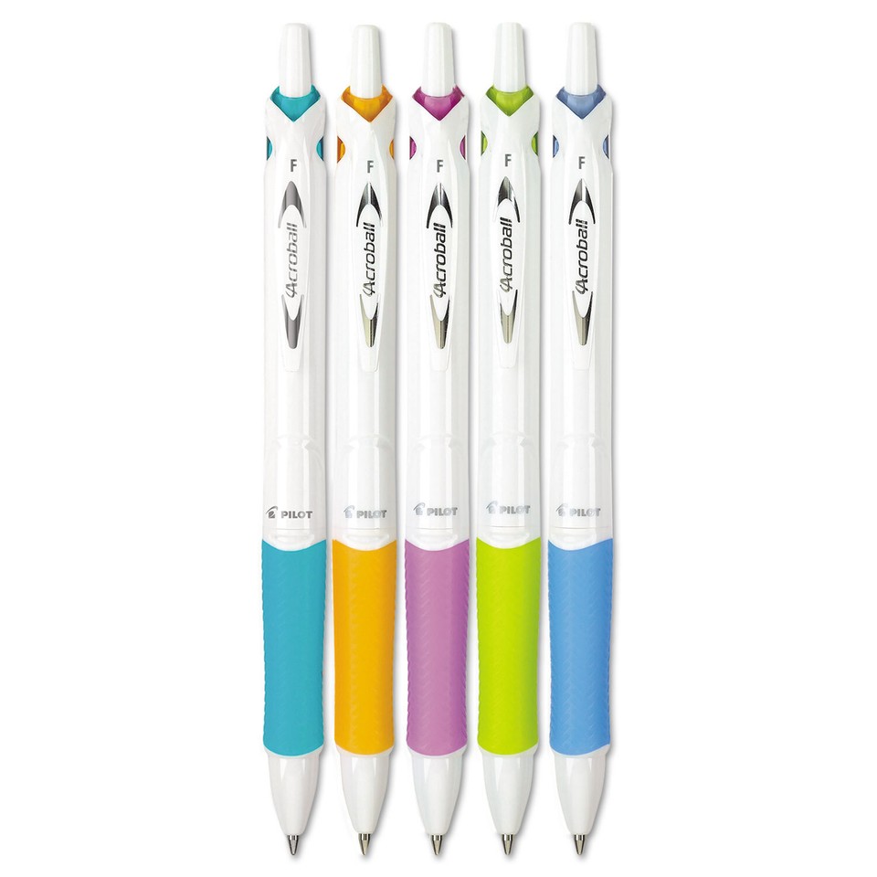 Acroball PureWhite Advanced Ink Hybrid Gel Pen, Retractable, Fine 0.7 ...