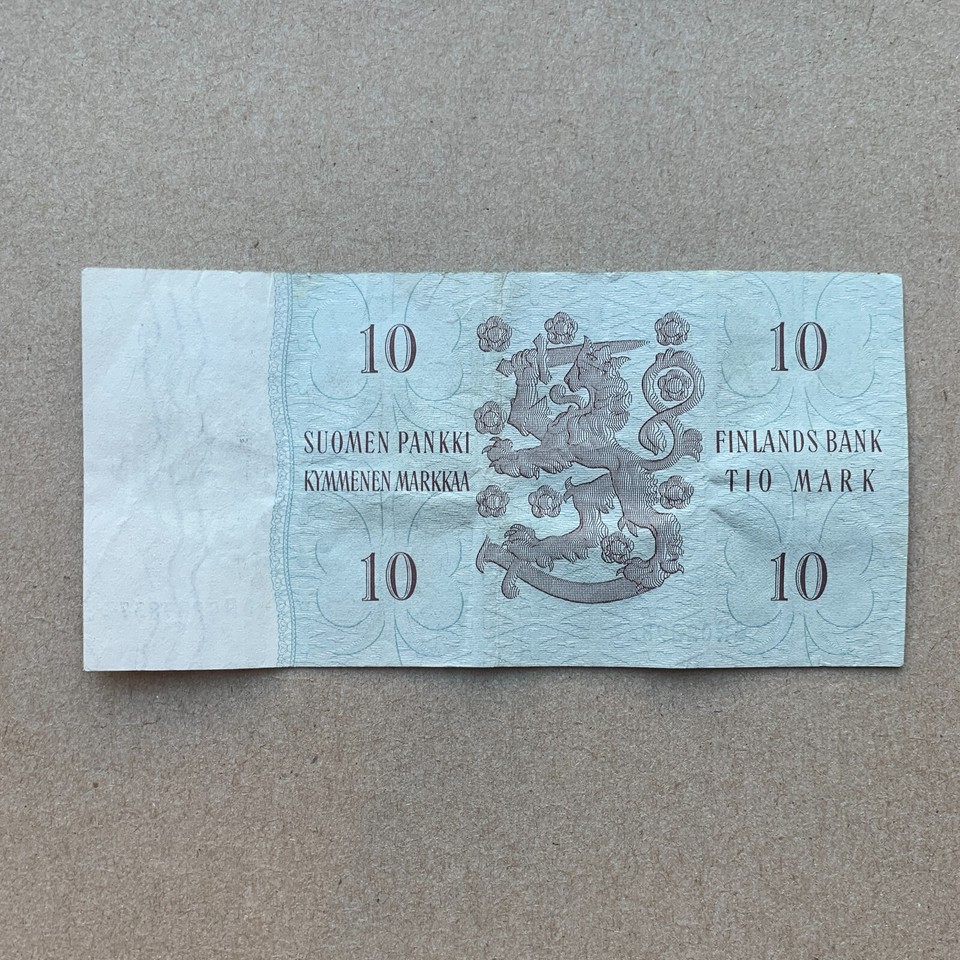1963 Finland 10 Markka Banknote Fin Finnish World Currency Paper Money ...