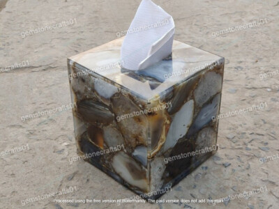 Agate Stone Tissue Box Holder, Bathrom & Kitchen Napkin Holder Box Home ...