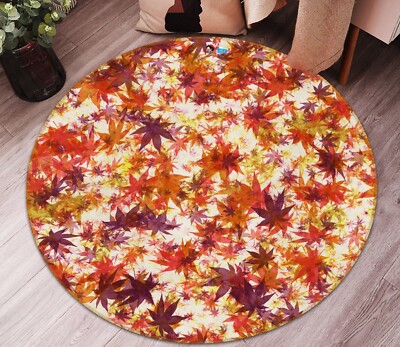 3D Art Maple Leaf O4025 Game Rug Mat Round Elegant Photo Carpet Mat Eve ...