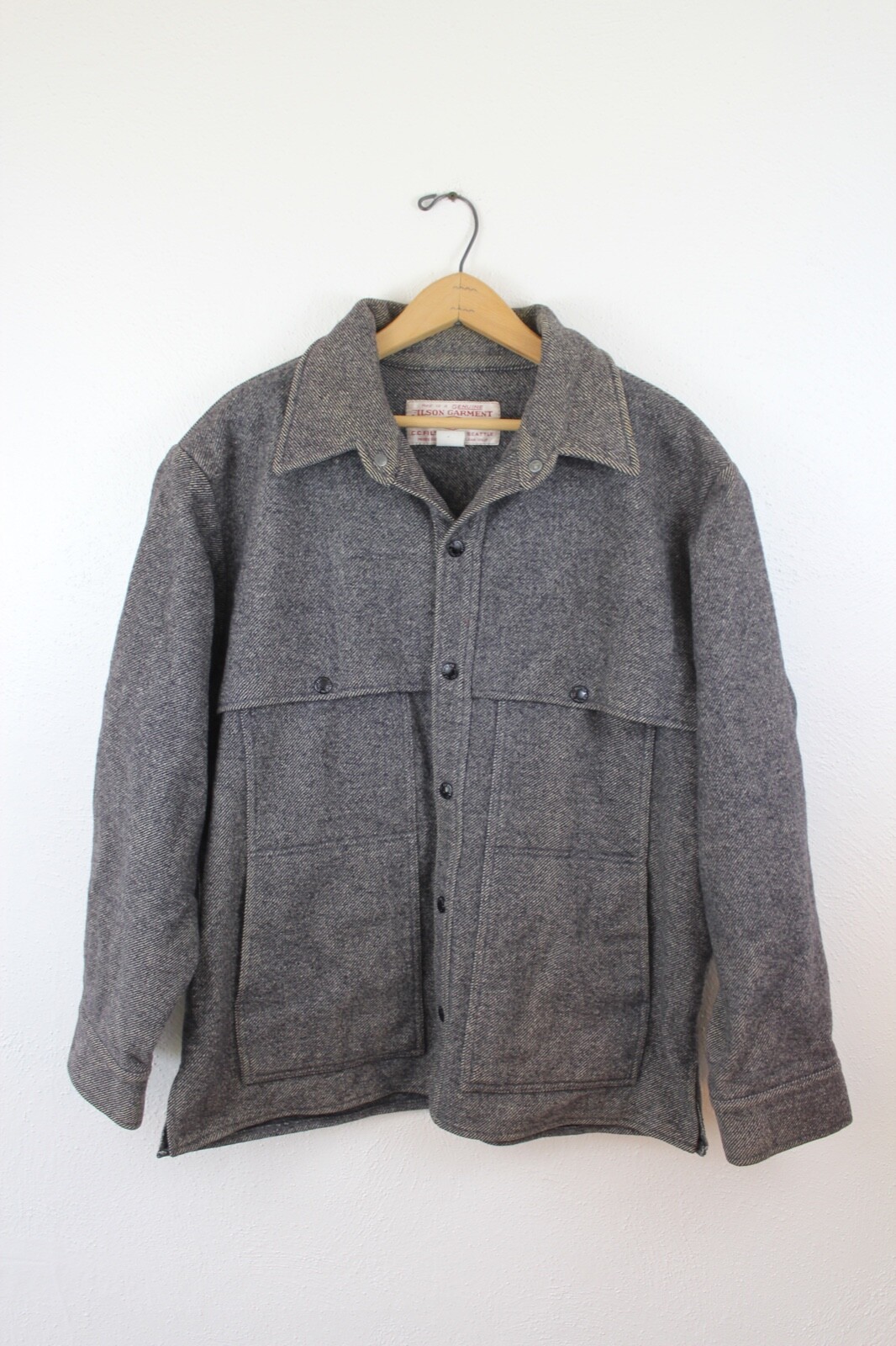 Vintage Filson Cap Coat Mackinaw Cruiser Wool Grey La… - Gem