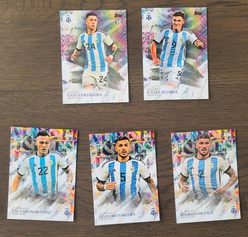 Topps Argentina World Champions - Lot of 5 cards: Julian Alvarez, Enzo ...