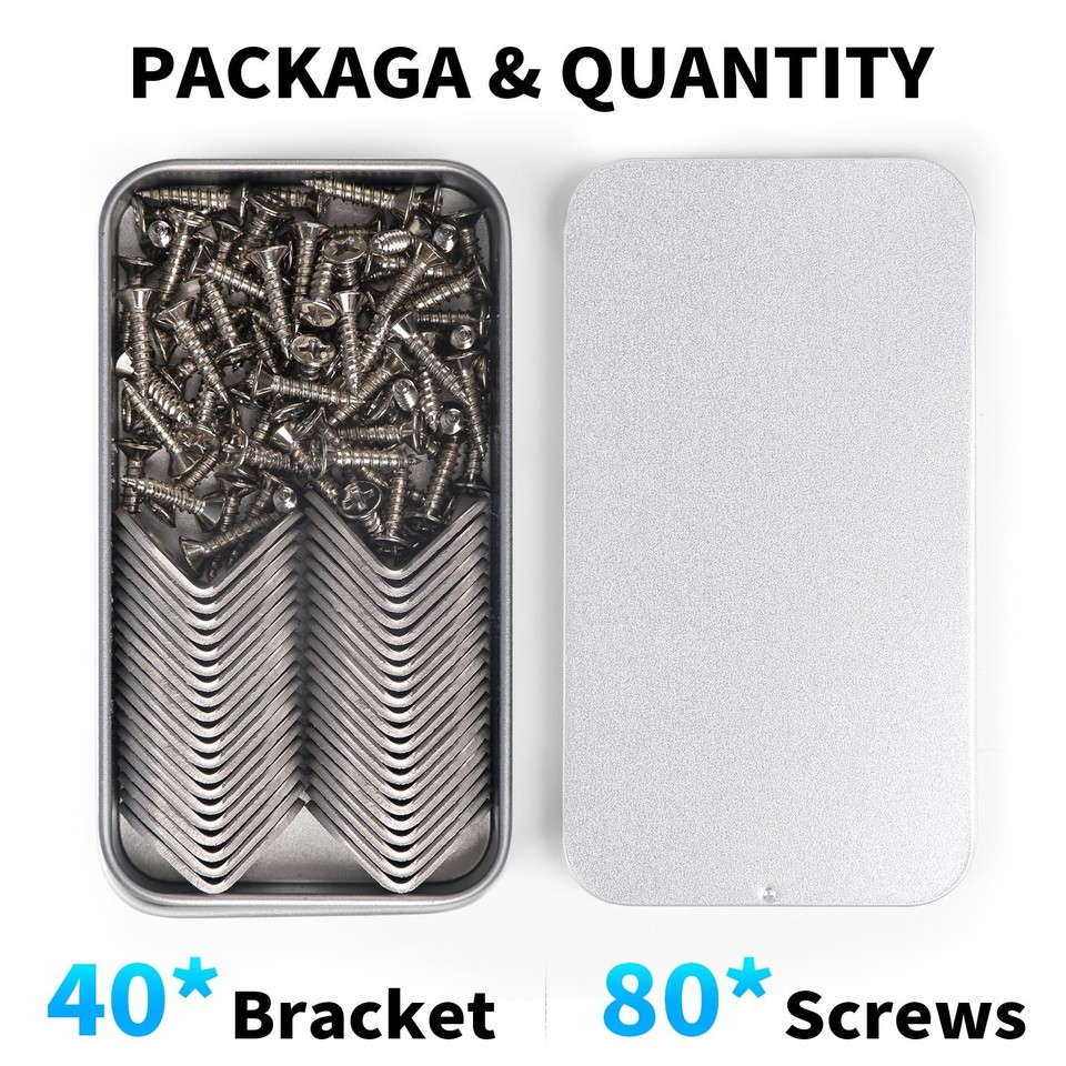 40pcs L Bracket Corner Brace, Stainless Steel Corner Bracket Fastener ...