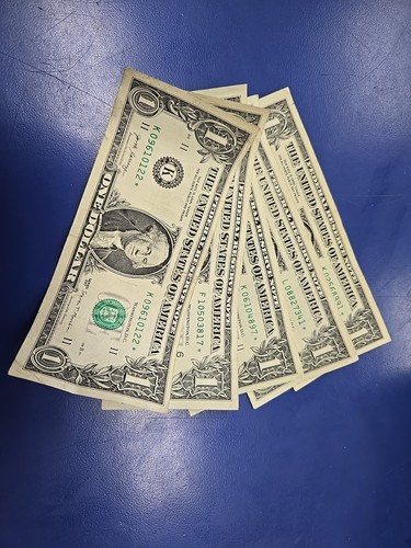STAR NOTE * ONE DOLLAR BILL Lot Of 5 Various Dates and Seriel Numbers ...