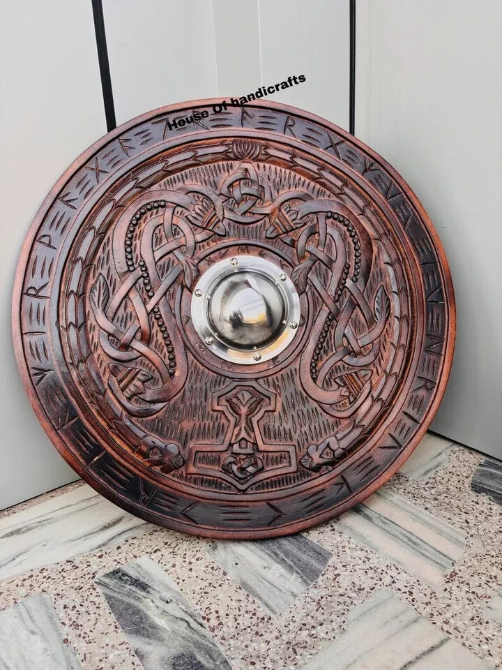 Medieval Shield Viking Shield 24" Wooden Shield Heavy Metal Norse ...