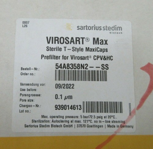 SARTORIUS STEDIM 54A5358N2--SS VIROSART 20" maxicap FILTER FOR CPV & HC ...