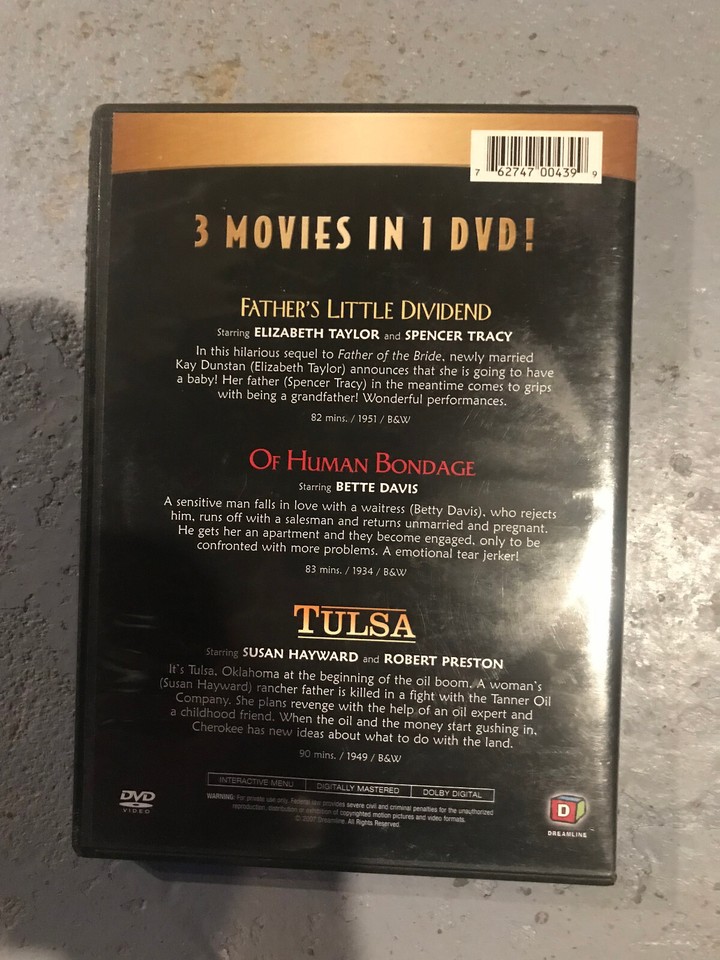 FATHERS LITTLE DIVIDEND-- OF HUMAN BONDAGE--TULSA: DVD-3 MOVIE | eBay