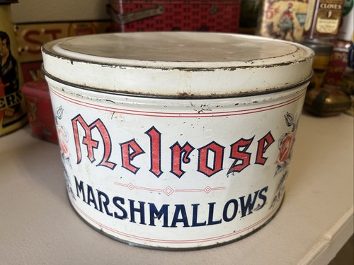 Vintage Melrose Marshmallows Tin 5 Lb Emma E. Curtis Melrose Mass 10 ...