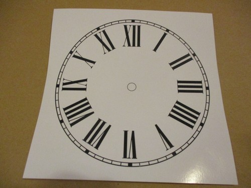 Wall Clock Dial Face 7" 177mm Self Adhesive Paper Roman Numerals Square ...