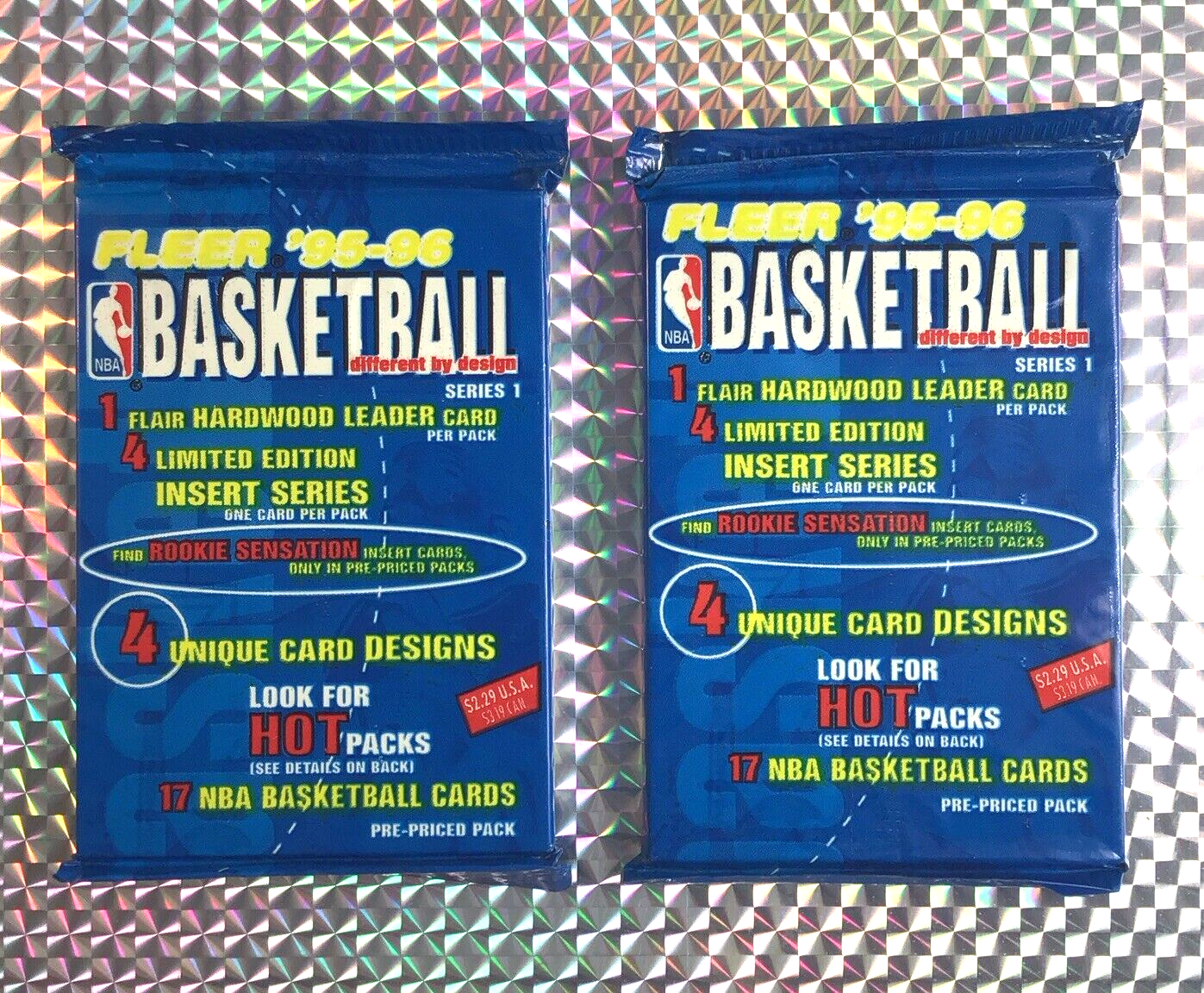 FLEER 1995-96 Basketball Series 1 Jumbo Sealed Packs /2 Packs /17 Cards ...