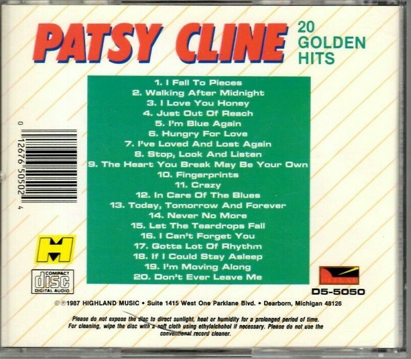 Patsy Cline CD Deluxe Records, 1987, D5-5050, 20 Golden Hits ~ NM-! | eBay