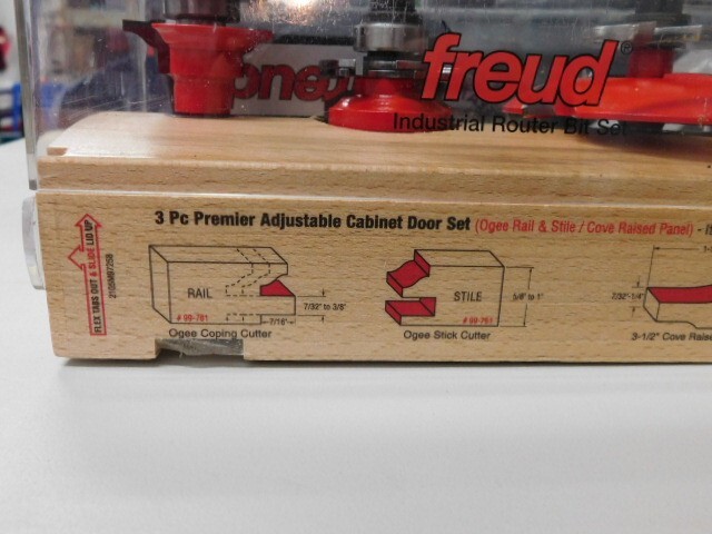 Freud Industrial Router Bit Set 3pc adjustable cabinet door set | eBay