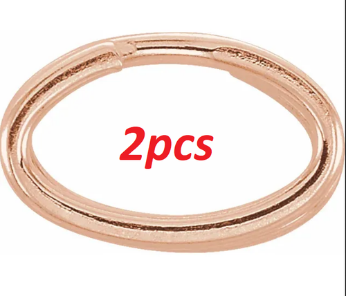 (2) TINY 3.6x5.8mm OD Solid 14k ROSE Gold Oval Split Ring Clasp Charm ...