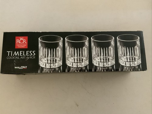 Set Of 4 RCR Highball Luxion Timeless Cocktail Crystal Glasses Italy ...