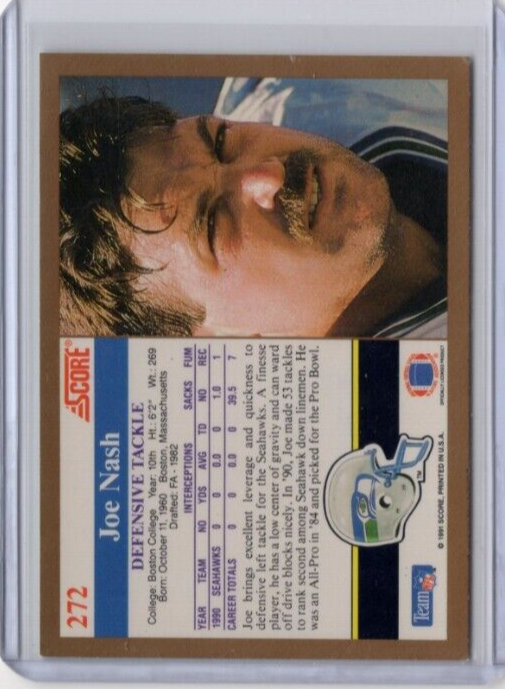 JOE NASH NFL Seahawks 1991 Score Auto Autographed Signed #272 Card | eBay
