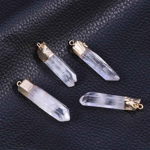 4Pcs Natural Quartz Stone Pendants Crystal Charms Accessories for ...