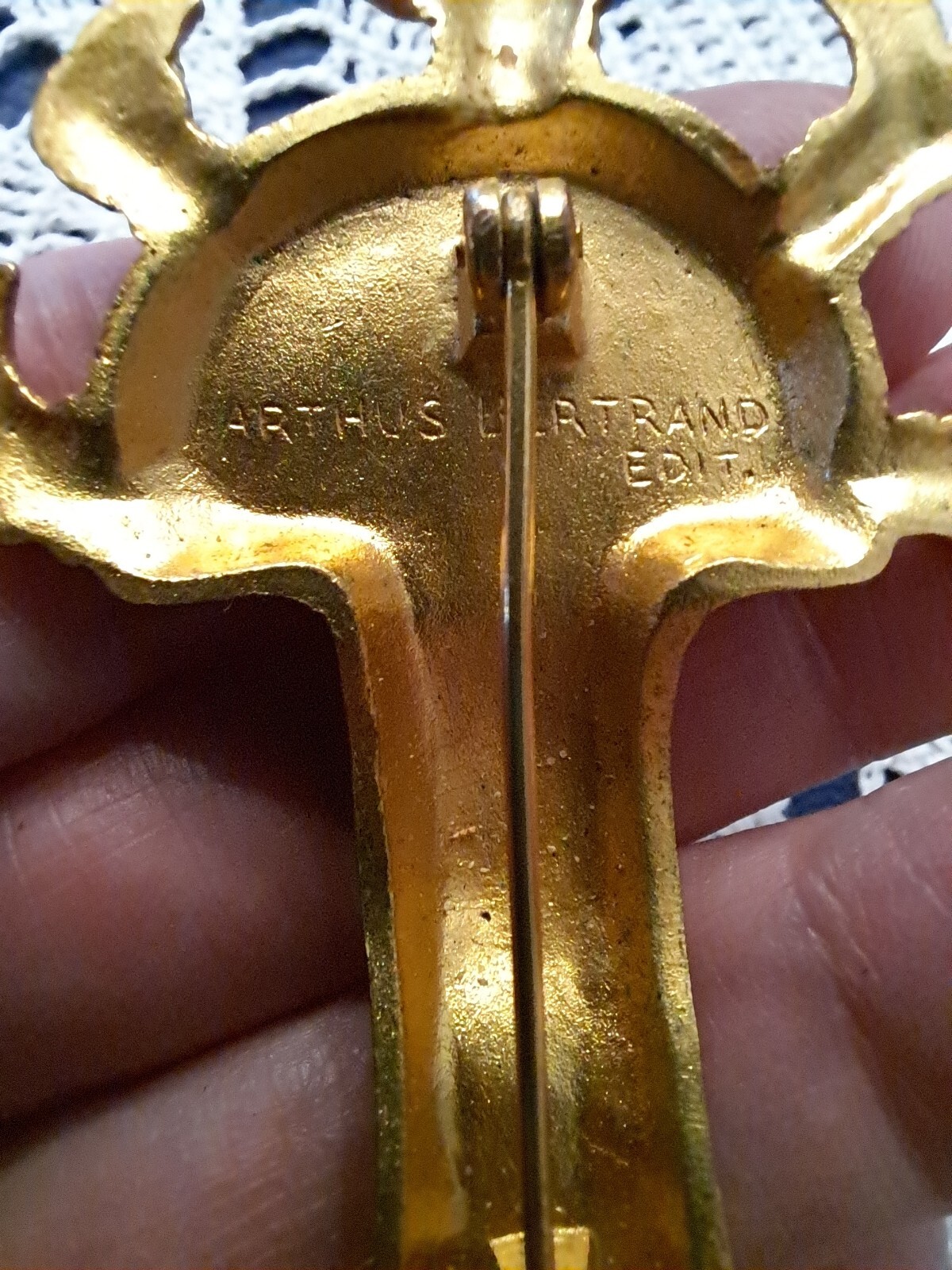 VTG Arthus Bertrand Egyptian Revival Scepter brooch. Gold plated ...