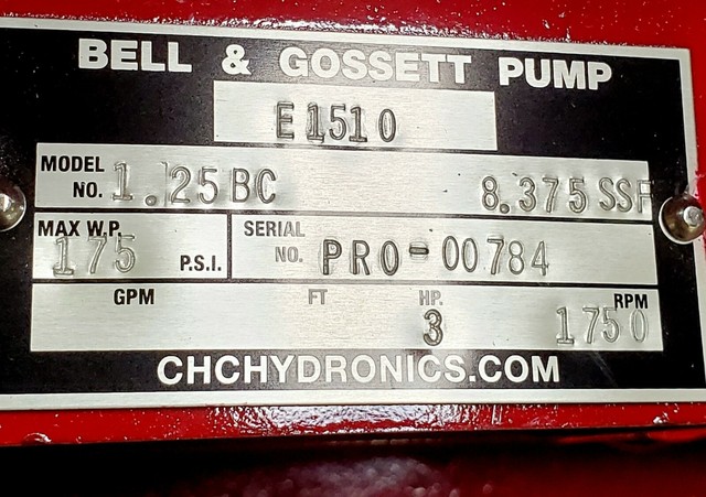 15 HP Bell & Gossett E1510 Water Suction Pump 3600 Rpm/175 PSI Never ...