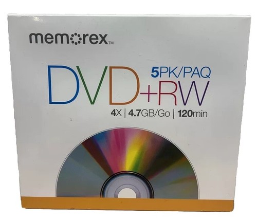 Memorex DVD+RW 5 Pack 4x, 4.7GB, 120 Min - SEALED - FREE SHIP | eBay