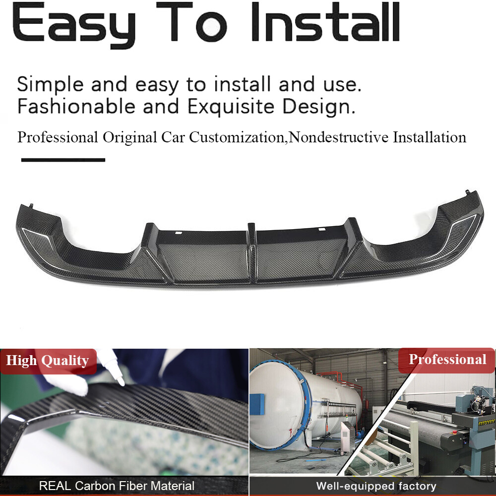 Fits VW GOLF 7 VII MK7 R R-LINE 2014-2017 REAL CARBON Rear Bumper ...