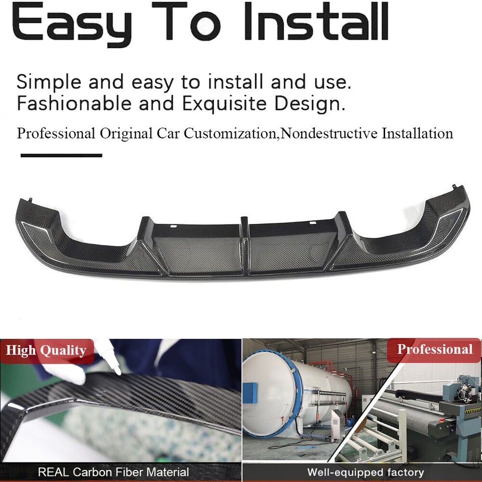 Fits VW GOLF 7 VII MK7 R R-LINE 2014-2017 REAL CARBON Rear Bumper ...