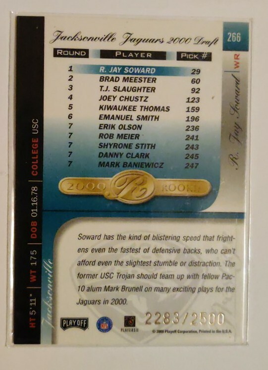 R. JAY SOWARD 2000 Playoff Prestige ROOKIE CARD #/2500 - JAGUARS | eBay