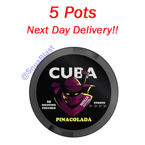 x5 Cuba Ninja Pinacolada 30mg Snus/Nicopods/Nicotine Pouches 25 Pouch ...