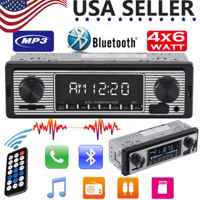 Bluetooth Vintage Car FM Radio MP3 Player USB Classic Stereo Audio ...