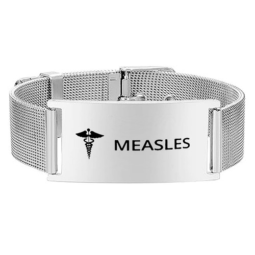 Medical Alert Wide Bracelet,Measles Awareness,SOS Emergency Adjustable ...